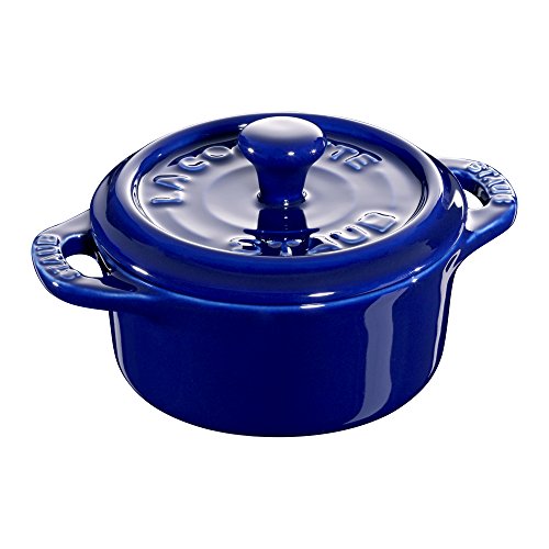 STAUB Ceramics Dutch Oven 3-piece Mini Round Cocotte, Dark Blue