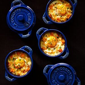 STAUB Ceramics Dutch Oven 3-piece Mini Round Cocotte, Dark Blue