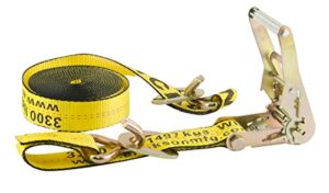 erickson 58629 yellow 2" x 20' ratchet strap with floating d-ring