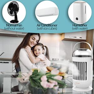 Portable Air Conditioner Fan- BREEZEN 3 Speed Personal Evaporative Air Cooler with Remote Controller and 3 Colours LED Night Light- Quiet Air Humidifier Leakproof Misting Fan for Home, Desk, Office, Bedroom, Car and Camping Tent.