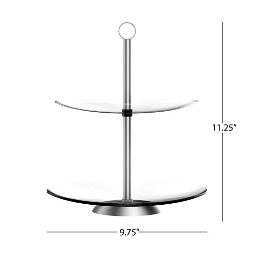 Chef Buddy Dessert Tower, 2-Tier Round Glass Display Stand