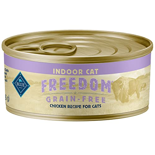 Blue Buffalo Freedom Grain Free Natural Adult Pate Wet Cat Food, Indoor Chicken 5.5-oz cans (Pack of 24)