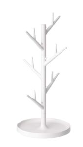 yamazaki home branch glass stand-tree holder cup organizer, 13.40 x 6.30 x 6.30 inches, white