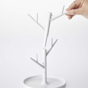 YAMAZAKI home Branch Glass Stand-Tree Holder Cup Organizer, 13.40 x 6.30 x 6.30 inches, White