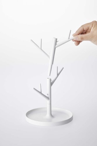 YAMAZAKI home Branch Glass Stand-Tree Holder Cup Organizer, 13.40 x 6.30 x 6.30 inches, White