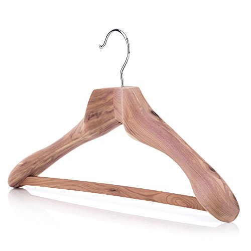 HANGERWORLD 19.7 inch Luxury Strong Cedar Wood Clothes Coat Garment Hanger with Non Slip Trouser Skirt Bar