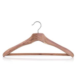 HANGERWORLD 19.7 inch Luxury Strong Cedar Wood Clothes Coat Garment Hanger with Non Slip Trouser Skirt Bar