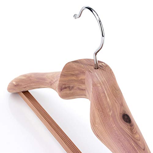 HANGERWORLD 19.7 inch Luxury Strong Cedar Wood Clothes Coat Garment Hanger with Non Slip Trouser Skirt Bar