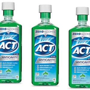 ACT Anticavity Fluoride Mouthwash, Mint, Alcohol Free, 18-Ounce Bottle (Pack of 3)