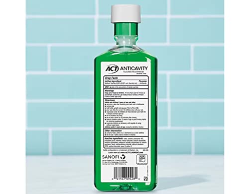 ACT Anticavity Fluoride Mouthwash, Mint, Alcohol Free, 18-Ounce Bottle (Pack of 3)