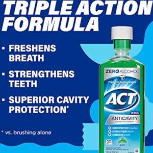 ACT Anticavity Fluoride Mouthwash, Mint, Alcohol Free, 18-Ounce Bottle (Pack of 3)