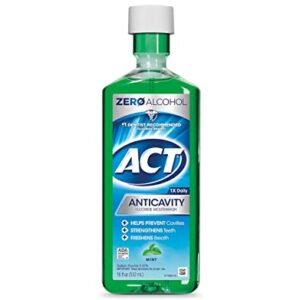 ACT Anticavity Fluoride Mouthwash, Mint, Alcohol Free, 18-Ounce Bottle (Pack of 3)