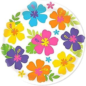 amscan 430144 hibiscus round party platter, 13.5", 1 piece