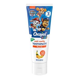 orajel kids paw patrol anti-cavity fluoride toothpaste, natural fruity bubble flavor, 4.2oz tube