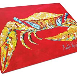 Caroline's Treasures MW1116LCB Crab Blue on Red, Sr Glass Cutting Board Large Decorative Tempered Glass Kitchen Cutting and Serving Board Large Size Chopping Board