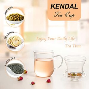 Kendal Tea Cup with Infuser and Lid, Clear Glass Mug 10 oz 300ml