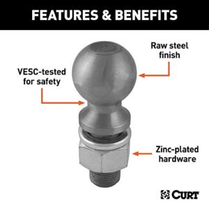 CURT 40086 Raw Steel Trailer Hitch Ball, 25,000 lbs, 2-5/16-Inch Diameter, 1-1/4 x 2-5/8-Inch Shank