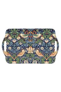 william morris & co pimpernel strawberry thief blue large tray, multi-colour