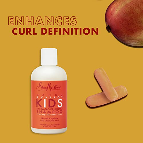 Shea Moisture Mango & Carrot Kids, Extra-Nourishing, Shampoo and Conditioner Set, Orange Blossom Extract, Dry, Delicate Hair, Vitamin B-5 & Vitamin E, 8 Fl Oz Ea