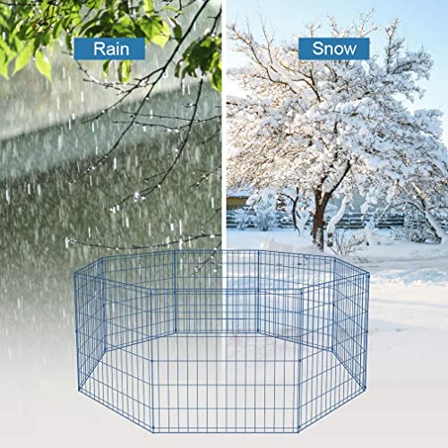 BestPet Dog Playpen Metal Wire Playpen Dog Pen 8 Panel Indoor Outdoor Metal Protable Folding Animal Exercise Dog Fence 24 Inch,Blue