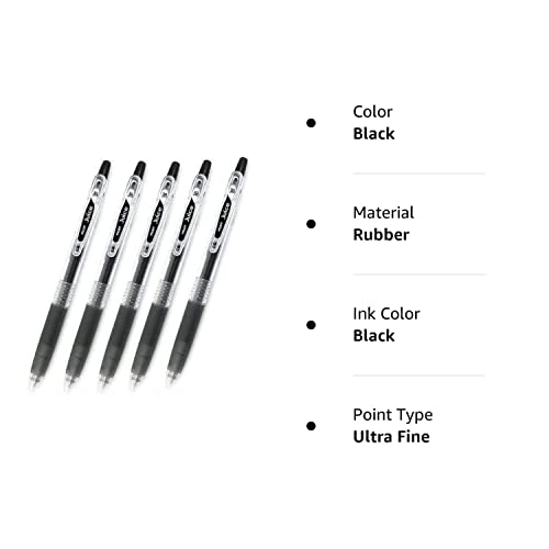 Pilot Juice Retractable Premium Gel Ink Roller Ball Pens, Ultra Fine Point,-0.38mm- Black Ink,-Value Set of 5