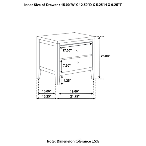 Coaster Furniture Carlton Transitional 2 Drawer Nightstand Bedroom Bedside Table Storage Drawers Cappuccino Brown 202092