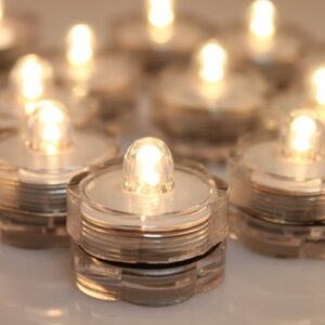 agptek 24x led submersible waterproof wedding/party/floral decoration tea vase battery light candles-warm white