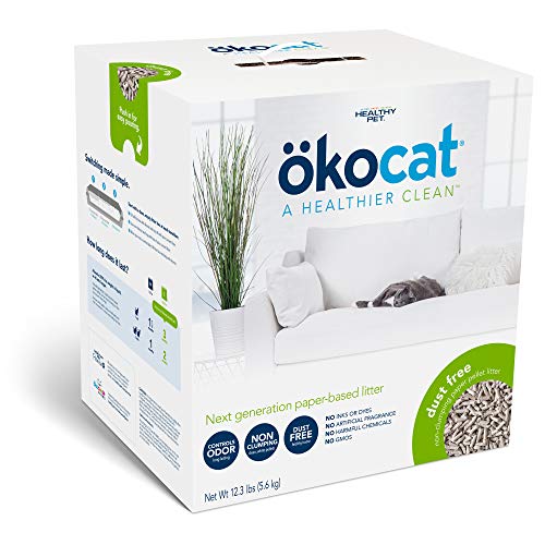 ökocat Dust-Free Natural Paper Non-Clumping Cat Litter Pellets with Odor Control, Large, 12.3 lbs