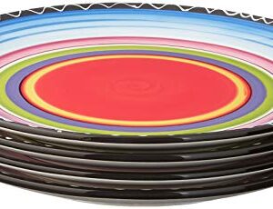 Certified International Tequila Sunrise Dinner Plate, 11-Inch, Assorted Designs, Set of 4, black