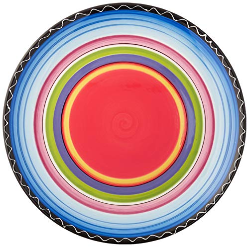 Certified International Tequila Sunrise Dinner Plate, 11-Inch, Assorted Designs, Set of 4, black