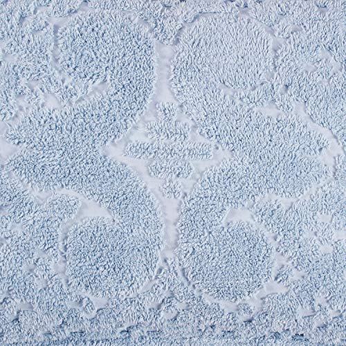 Better Trends Ashton Collection Chenille Sham Ultra-Soft 100% Cotton with Medallion Design, Standard, Blue