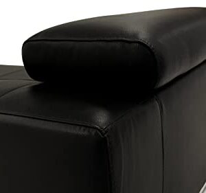 Zuri Furniture Wynn Black Leather Sectional Sofa with Adjustable Headrests - Right Chaise