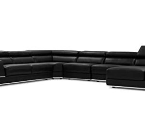 Zuri Furniture Wynn Black Leather Sectional Sofa with Adjustable Headrests - Right Chaise