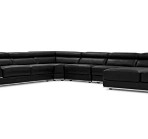 Zuri Furniture Wynn Black Leather Sectional Sofa with Adjustable Headrests - Right Chaise