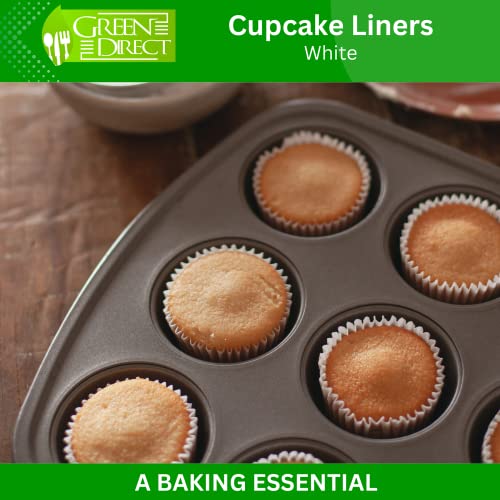 Green Direct Cupcake Liners - Standard Size Cupcake Wrappers to use for Pans or carrier or on stand - White Paper Baking Cups Pack of 500