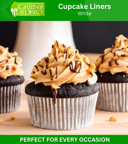 Green Direct Cupcake Liners - Standard Size Cupcake Wrappers to use for Pans or carrier or on stand - White Paper Baking Cups Pack of 500