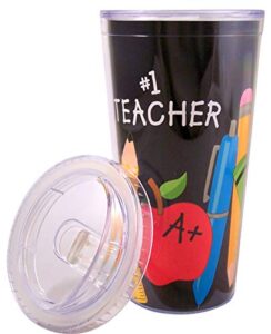 #1 teacher appreciation 20 oz. acrylic travel sippy cup with straw