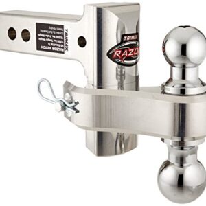 Trimax TRZ4ALRP 4" Aluminum Adjustable Hitch with Dual Hitch Ball and Receiver Adjustment Pin, Silver