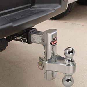 Trimax TRZ4ALRP 4" Aluminum Adjustable Hitch with Dual Hitch Ball and Receiver Adjustment Pin, Silver