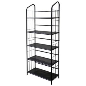 legacy decor 5 tier metal utility bookcase bookshelf rack black finish 13" d x 26" w x 65" h