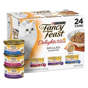 Purina Fancy Feast Gravy Wet Cat Food Variety Pack, Delights With Cheddar Grilled Collection - (24) 3 oz. Cans