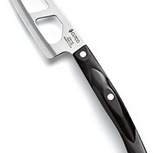 CUTCO Model 3764 Santoku Cheese Knife with High Carbon Stainless 3.75" Double-D serrated edge blade and 5" Classic Dark Brown handle (often called "Black") in factory-sealed plastic bag.