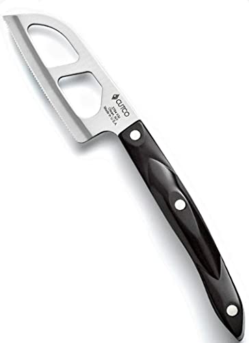 CUTCO Model 3764 Santoku Cheese Knife with High Carbon Stainless 3.75" Double-D serrated edge blade and 5" Classic Dark Brown handle (often called "Black") in factory-sealed plastic bag.