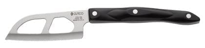 CUTCO Model 3764 Santoku Cheese Knife with High Carbon Stainless 3.75" Double-D serrated edge blade and 5" Classic Dark Brown handle (often called "Black") in factory-sealed plastic bag.