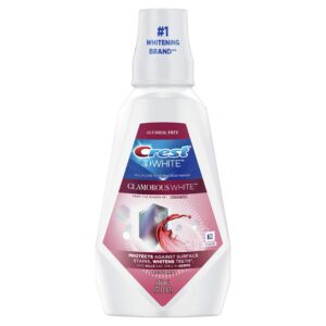 crest 3d white glamorous white mouthwash, alcohol free multi-care whitening mouthwash, arctic mint, 32 fl oz (946 ml)