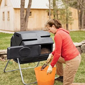 Gardeners Supply Company Compost Tumbler | Heavy Duty Outdoor Compost Bin Tumbler with Easy to Fill Sliding Door | High Volume Tumbling Composter & Organic Waste Mixer | 43-Gallons Capacity