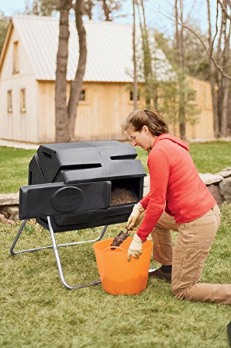 Gardeners Supply Company Compost Tumbler | Heavy Duty Outdoor Compost Bin Tumbler with Easy to Fill Sliding Door | High Volume Tumbling Composter & Organic Waste Mixer | 43-Gallons Capacity