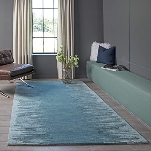 Momeni Rugs Delhi Collection 100% Wool Hand Carved & Hand Tufted Contemporary Area Rug, 8' x 10', Aqua Blue