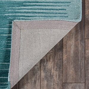 Momeni Rugs Delhi Collection 100% Wool Hand Carved & Hand Tufted Contemporary Area Rug, 8' x 10', Aqua Blue