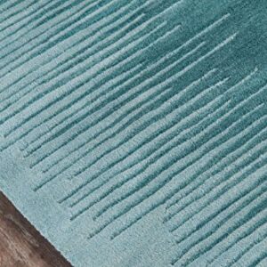 Momeni Rugs Delhi Collection 100% Wool Hand Carved & Hand Tufted Contemporary Area Rug, 8' x 10', Aqua Blue